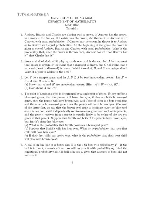 1853 1617 Tutorial 4 TUT4 TUT 1853 MATH1853 UNIVERSITY OF HONG