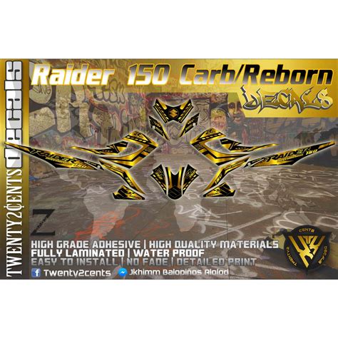 Suzuki Raider 150 Carb Reborn Decals High Quality Stickers Gold