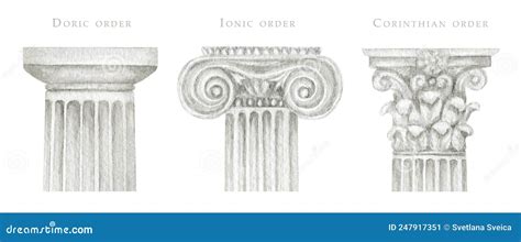 Corinthian Ionic Doric Columns Cartoon Vector 20024041