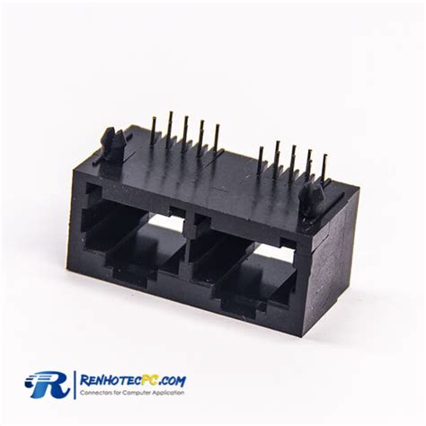 Port RJ Degree DIP Type P C Network Connector Black Plastic Renhotecpc