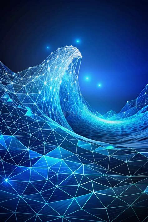 Abstract Wave Shape On A Low Polygonal Triangular Background Stock