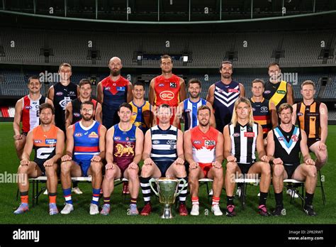 The AFL Captains Pose For A Photo During The 2023 AFL Captains Day At