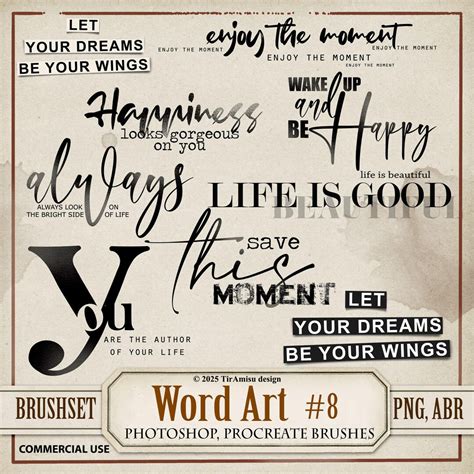 Inspirational Word Art Digital Clipart And Brush Pack Png Stamp