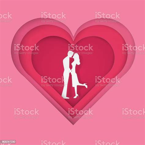 종이 아트 스타일 발렌타인 데이 배경 커플 하트 레이어를 사랑 해요 종이 절단 로맨틱 허니문 건축물에 대한 스톡 벡터 아트 및 기타 이미지 Istock