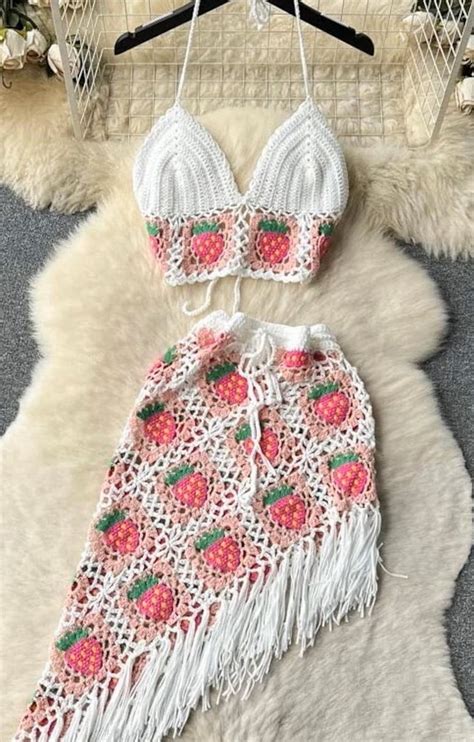 Crochet Tops Free Patterns Boho Crochet Outfit Set Cute Crochet Sets