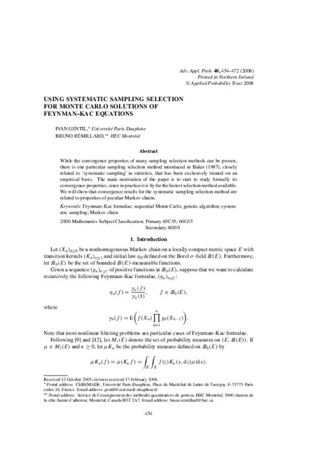 Pdf Using Systematic Sampling Selection For Monte Carlo Solutions Of