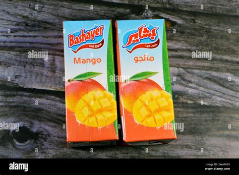 Cairo Egypt January 2 2024 Bashayer Mango Juice Mango Fruit Juice