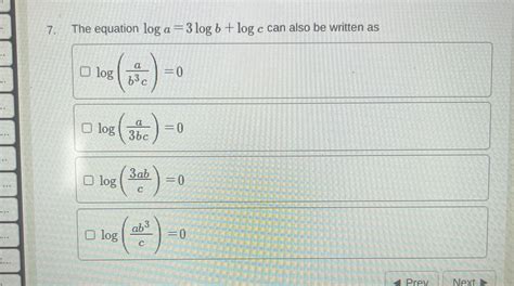 Solved The Equation Loga 3logb Logc Can Also Be Written Chegg Com