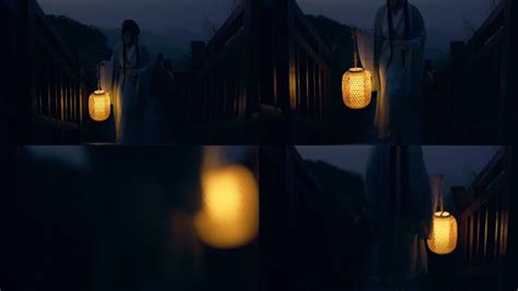 灯笼女孩提灯笼的女孩古风汉服夜色视频素材下载