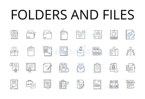 Catalogs And Folders Line Icons Collection Organization Sorting