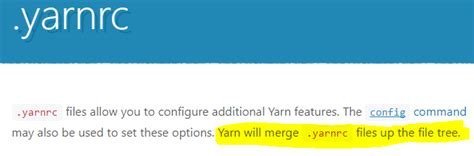 Yarn Ignoring Yarnrc In Parent Directories Issue Yarnpkg Yarn GitHub