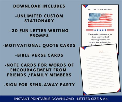 Military Bootcamp Deployment Letter Writing Kit Encouragement And Well Wishes From Home