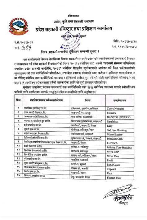 कोशी प्रदेश सहकारी रजिष्ट्रार कार्यालयबाट सफ्टवेयर सूचिकृत कार्य