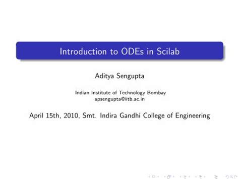 PDF Introduction To ODEs In Scilab 1 Model The ODE In A Way Scilab Can Understand 2 Solve