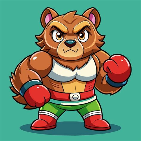 권투 장갑 을 입은 대 의 만화 그림 프리미엄 벡터