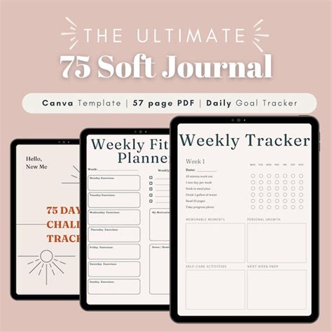 75 Soft Challenge Journal And Tracker Pdf Canva Template Etsy