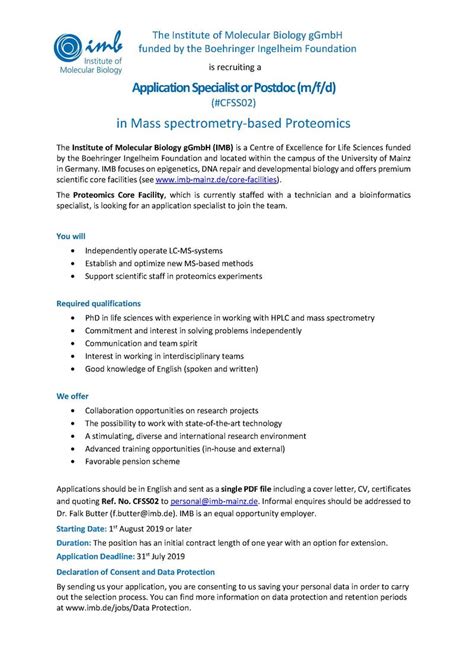 Institute Of Molecular Biology Imb On Linkedin Join The Proteomics
