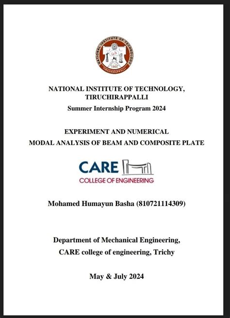 Mohamed H B On Linkedin Internship Nitt Matlab Ansys