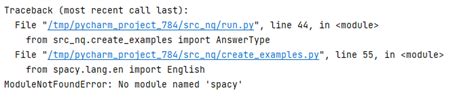 问题总结ModuleNotFoundError No module named spacy modulenotfounderror