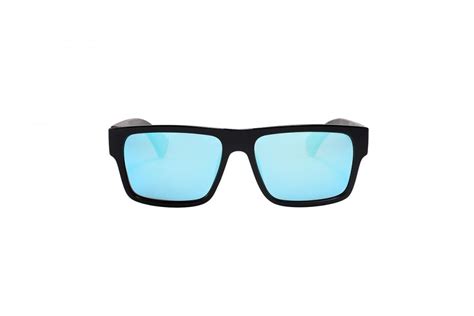 Polarised Flat Top Sunglasses Black Blue Rv And Ebony Wood