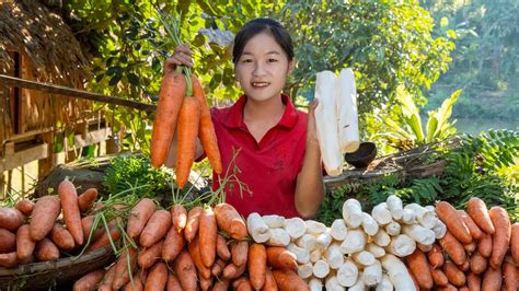 Harvest Cassava And Carrot Goes To The Market Sell Ella Daily Life