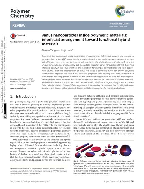 Pdf Janus Nanoparticles Inside Polymeric Materials Interfacial Arrangement Toward Functional