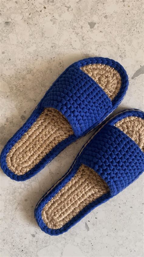Massage Crochet Slippers Trendy Handmade Slides With Jute Insole Cotton