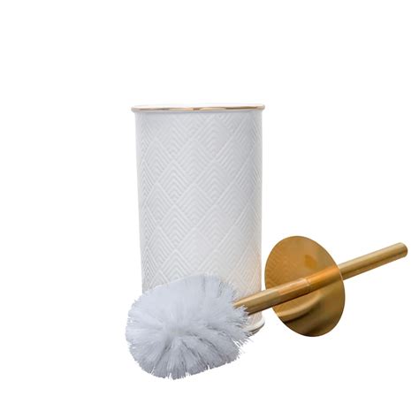 Elle Decor Embossed Gold Ceramic Toilet Brush Holder El 44235 Gold At