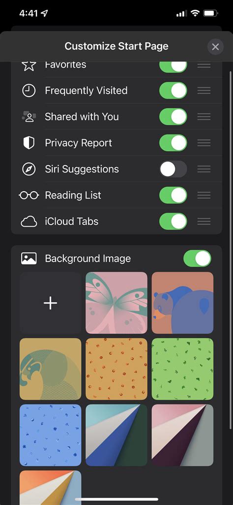 Safari Customize Start Page R Iosbeta