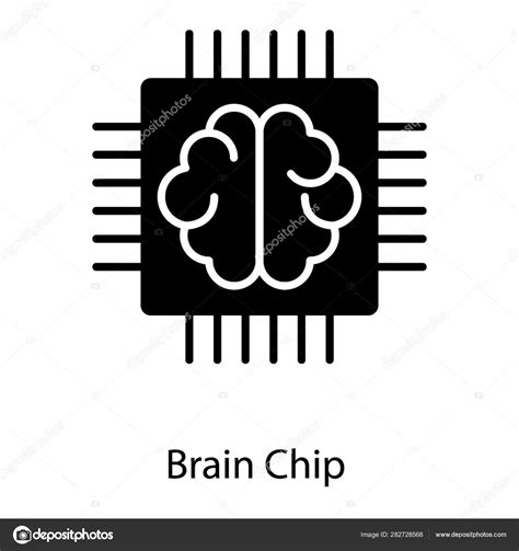 Advanced Brain Technology Brain Chip Glyph Icon Stock Vector Image By