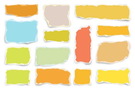 찢어진 다채로운 종이 스트립 찢어진 가장자리가있는 현실적인 구겨진 종이 스크랩 노트북 페이지의 파쇄 벡터 일러스트레이션 0명에 대한 스톡 벡터 아트 및 기타 이미지 Istock