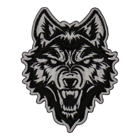 Black And White Wolf Head Embroidered Patch Leather Supreme