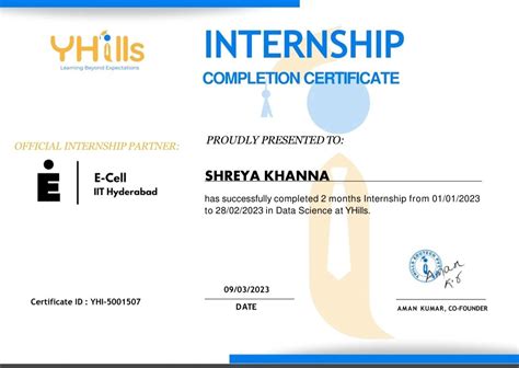 Datascience Internship Iithyderabad Yhills Shreya Khanna
