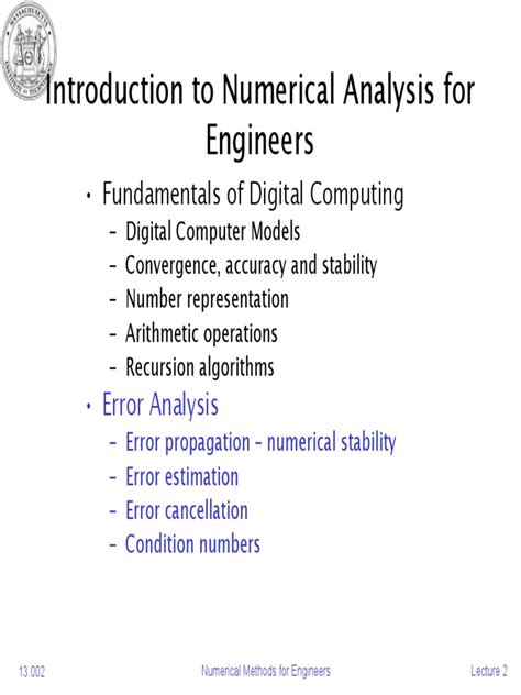 Introduction To Numerical Analysis For Engineers Fundamentals Of