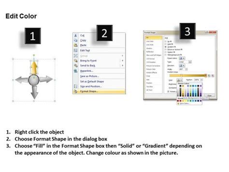 4 diverging steps of logical sequence circular arrow diagram powerpoint