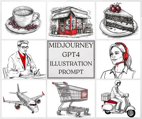 GPT Midjourney V5 AI Prompt Illustrations I Black And White GPT