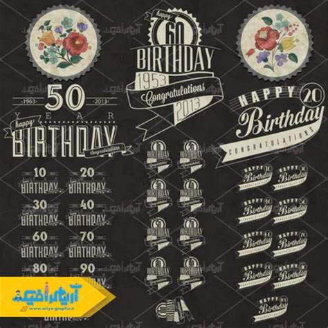 قیمت و خرید دانلود وکتور تولدت مبارک با سنین مختلف و فونت خاص با تم کرمی