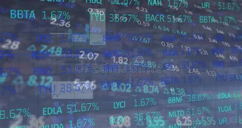 Image Of Statistical And Stock Market Data Processing Against Blue