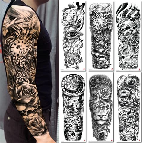 Tanio Wodoodporna tymczasowa naklejka tatuaż Totem lew korona czaszka całe sklep