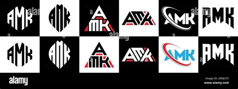 Amk Letter Logo Design In Six Style Amk Polygon Circle Triangle