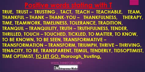 Positive Words Start With T