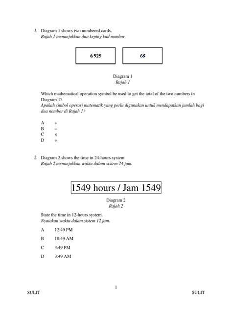 Mathematics Exam Paper Year 6 2021 Pdf