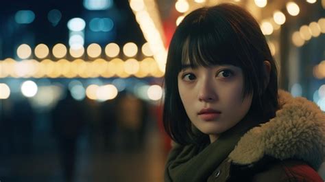 Premium Ai Image Young Asian Woman In Japan Street At Night