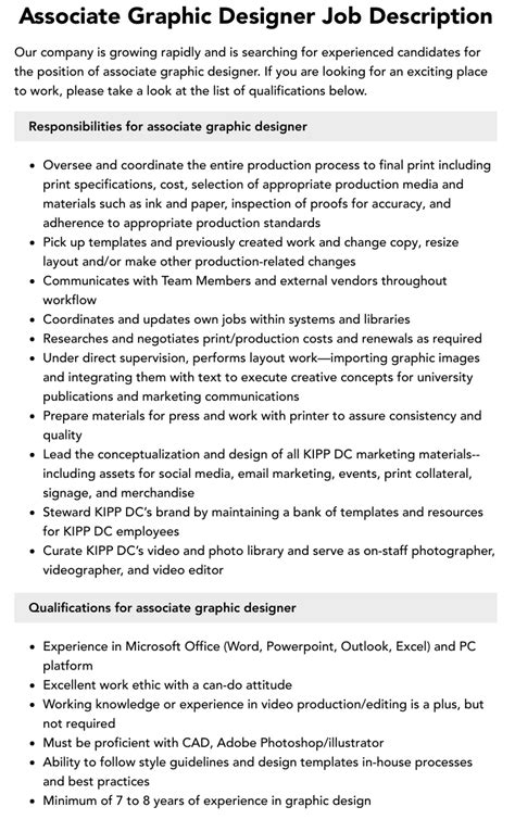 Associate Graphic Designer Job Description Velvet Jobs