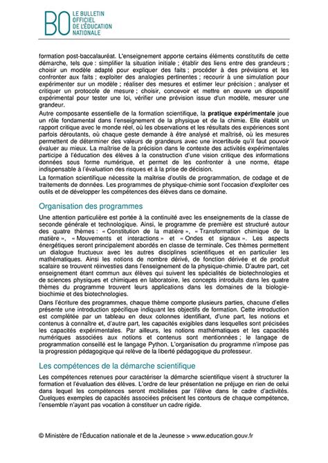 Programme 1ère Techno Stl Phys Chim Math Python Lycée