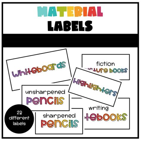 Colorful Classroom Material Labels Supply Labels By Hey Hey Lets