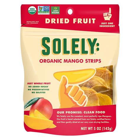 Solely Organic Dried Mango Strips 5 Oz