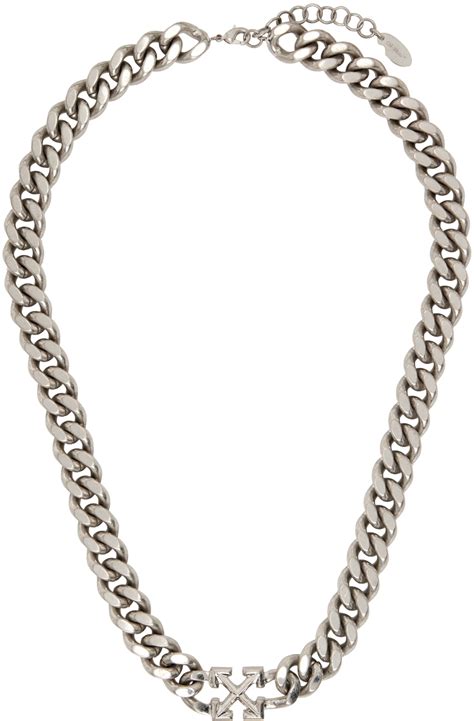 Off White Silver Arrow Chain Necklace Ssense Canada