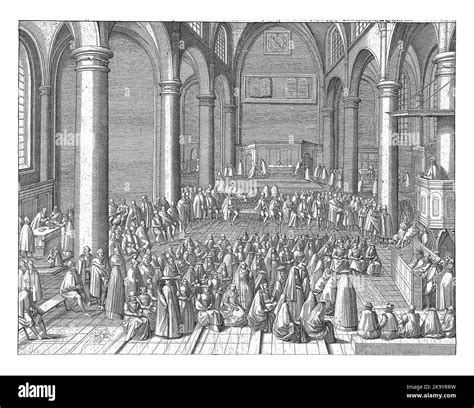 Sermon In A Protestant Church On The Right The Preacher On A Pulpit