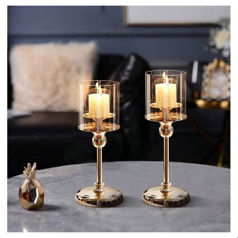 European Style Metal And Glass Candle Holder Luxury Modern Western